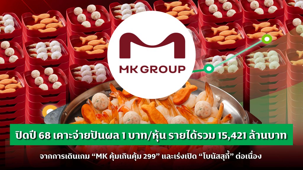 MK GROUP ปิดปี 68 เคาะจ่ายปันผล 1 บาทต่อหุ้น รายได้รวม 15,421 ล้านบาท ...